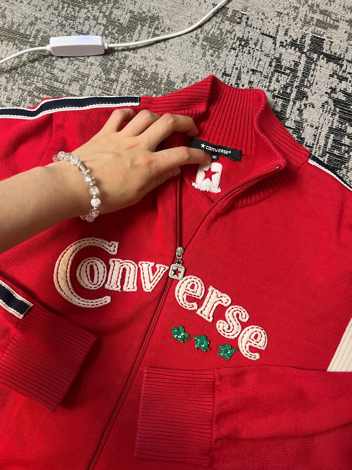 Converse patch knit zip-up | 후루츠패밀리