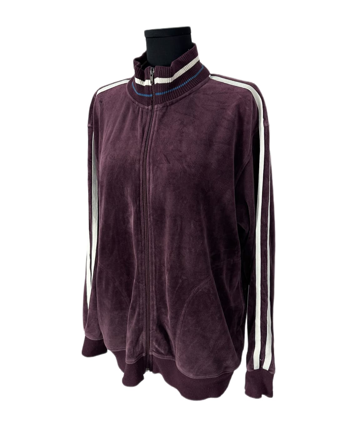 burgundy line velvet zip-up | 후루츠패밀리