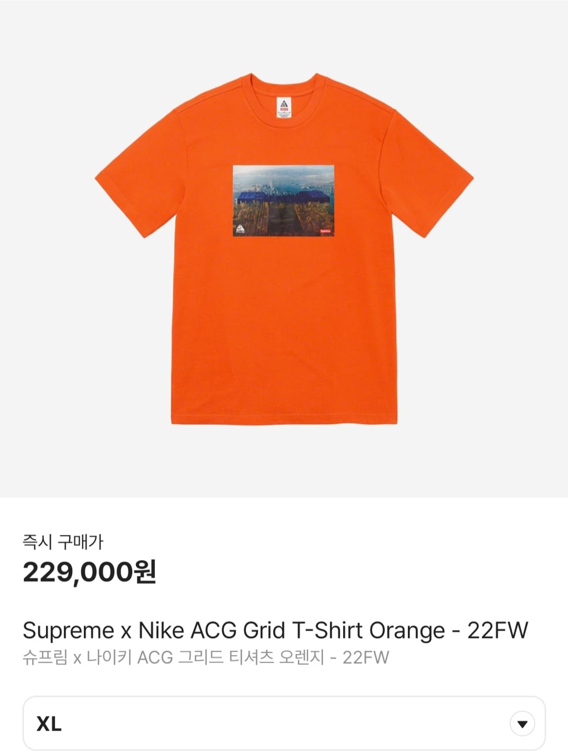 [XL] SUPREME x ACG 슈프림 x ACG 그리드 반팔 | 후루츠패밀리