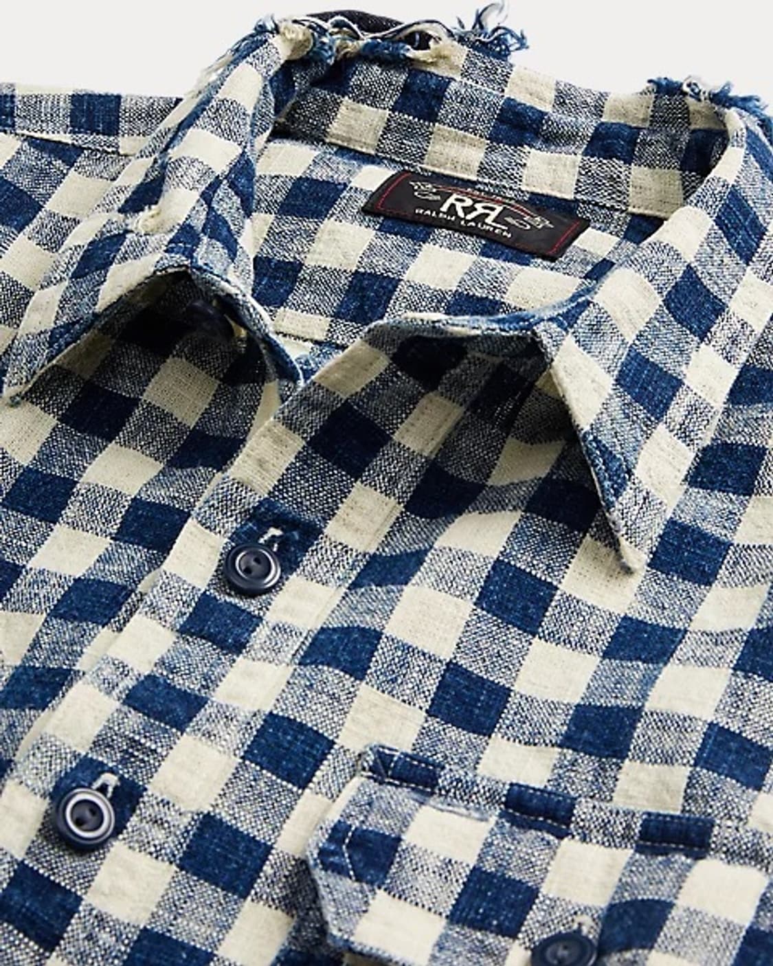 23fw RRL 인디고 체크 리넨 코튼 워크셔츠 M | 후루츠패밀리