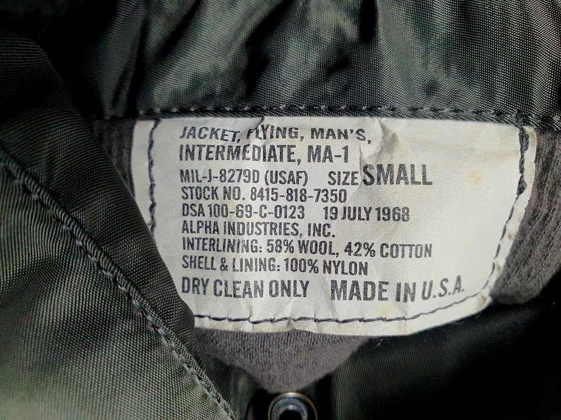 [S] 알파인더스트리 1968 ma-1 정밀복각 | 후루츠패밀리