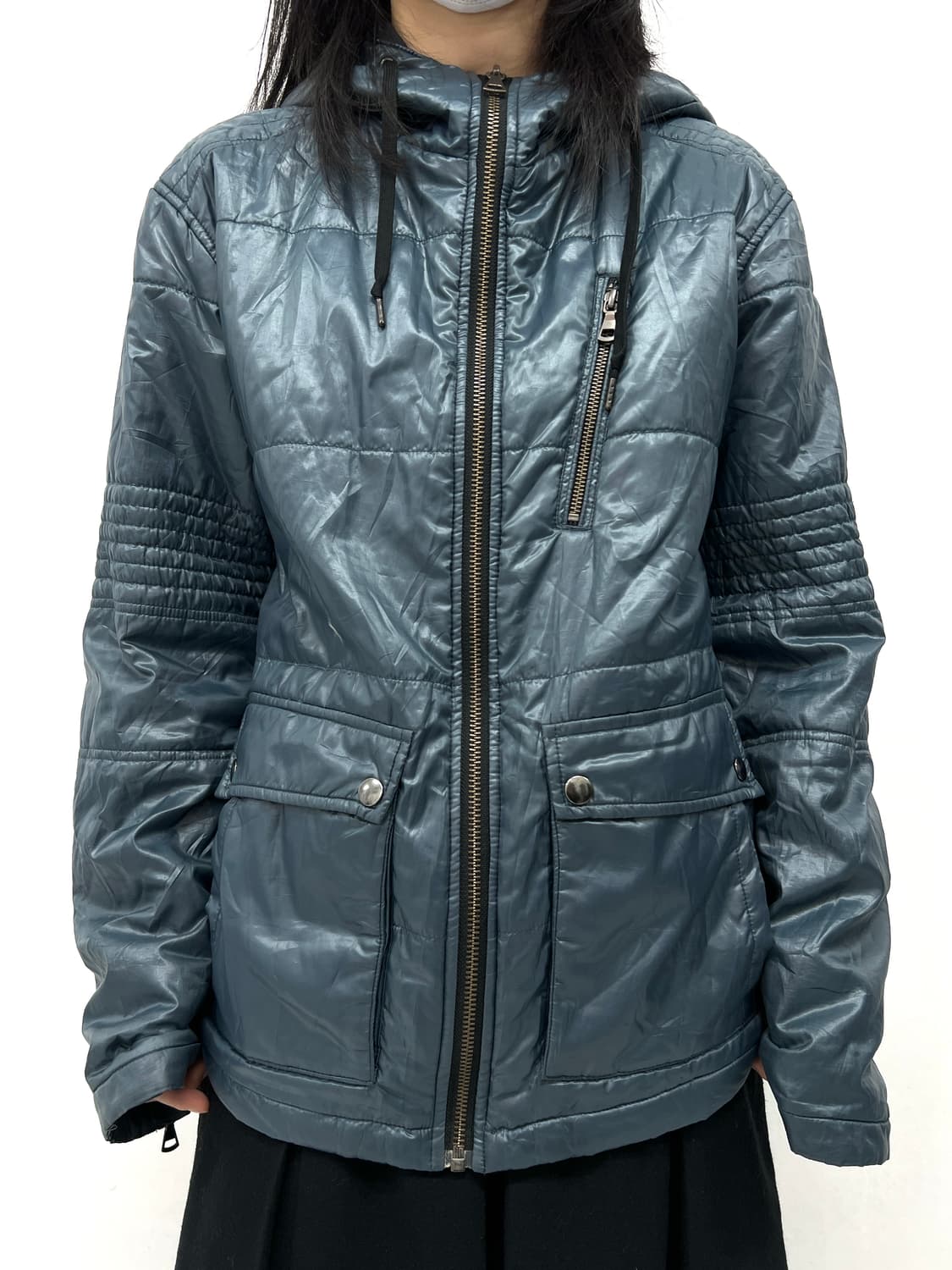 blue hood padding jacket | 후루츠패밀리