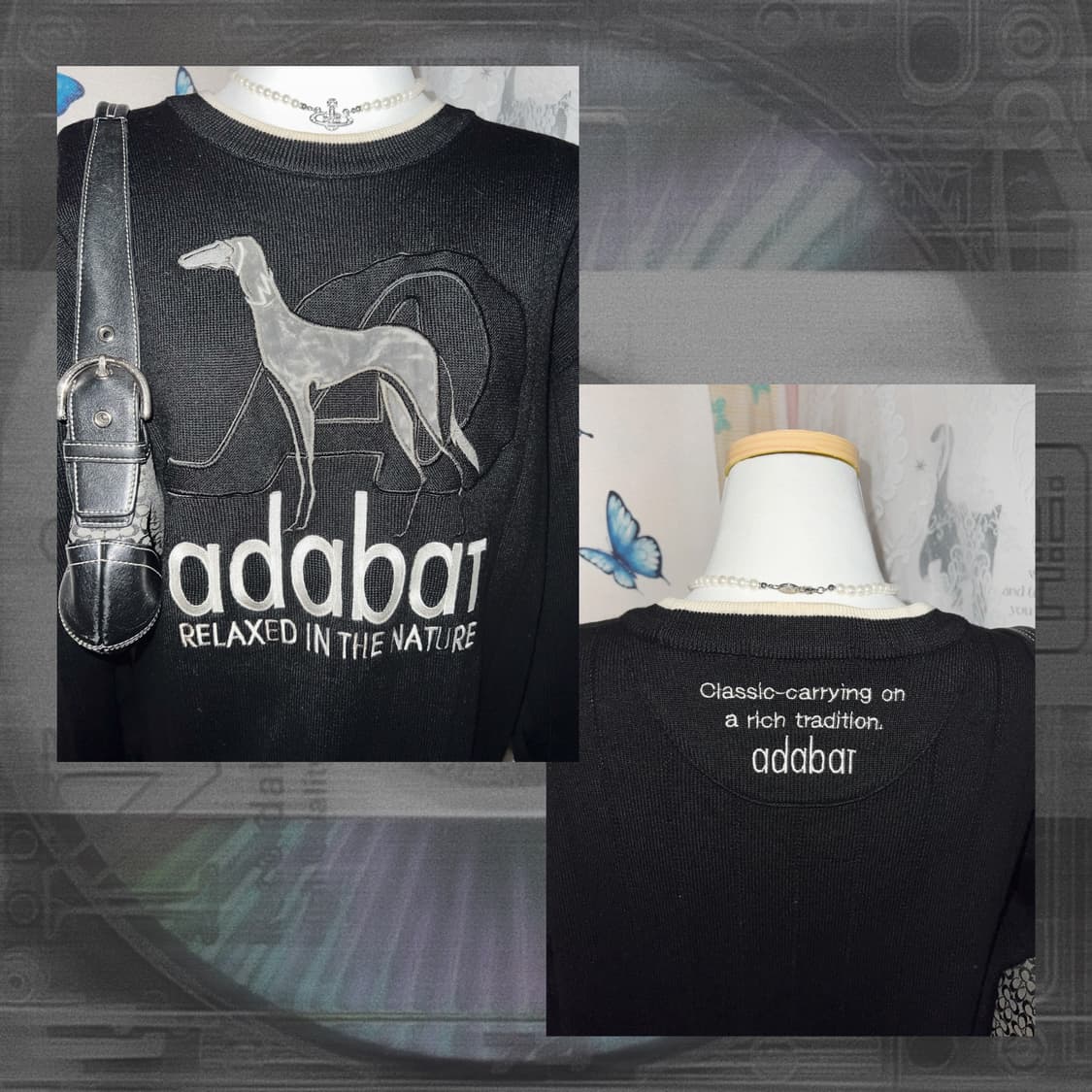 블랙 강아지 자수 키치 니트 | 후루츠패밀리