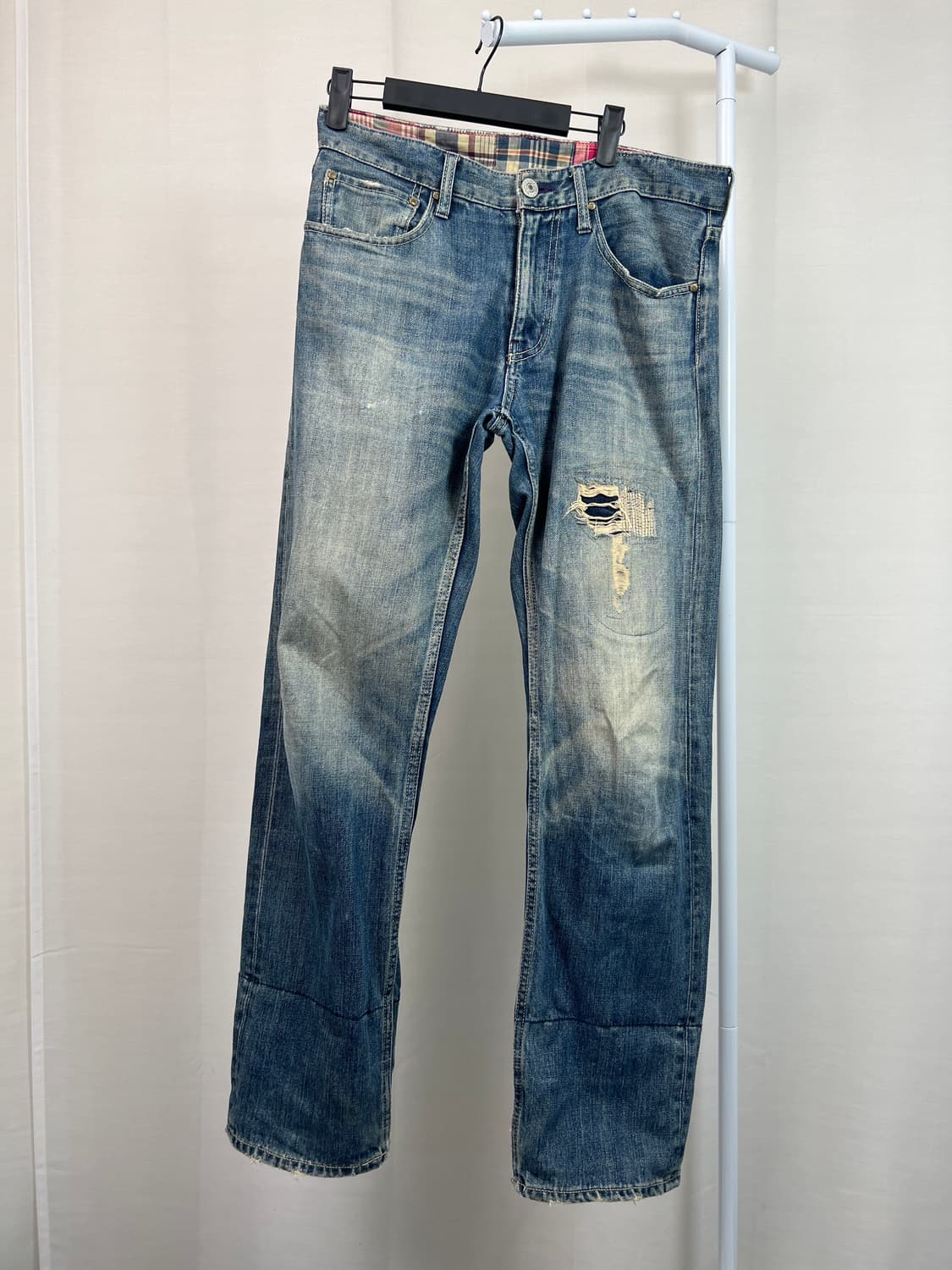 check pattern lining denim | 후루츠패밀리