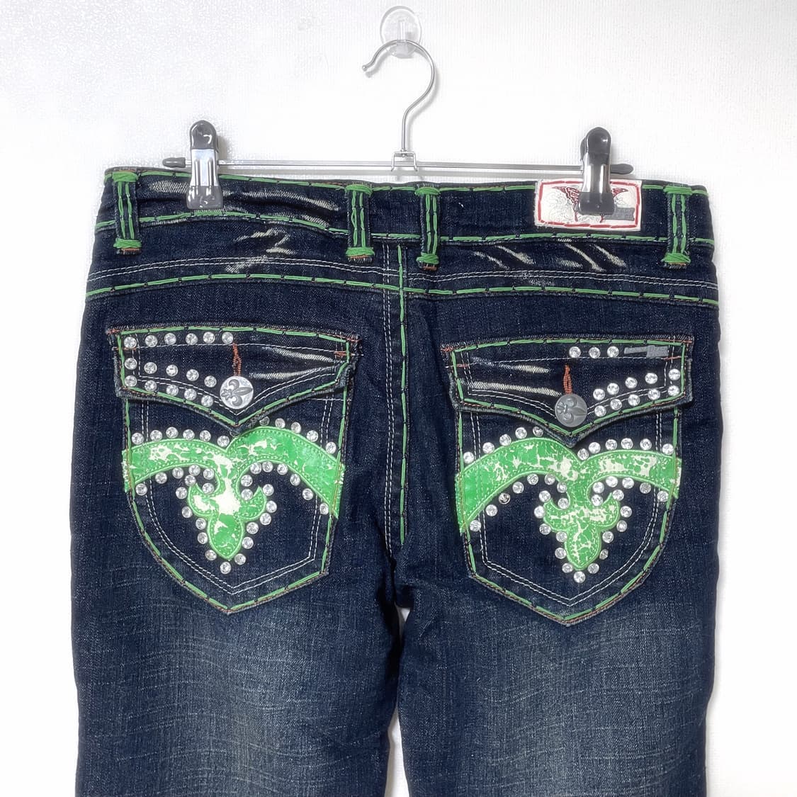 punk green stitch beads pants | 후루츠패밀리