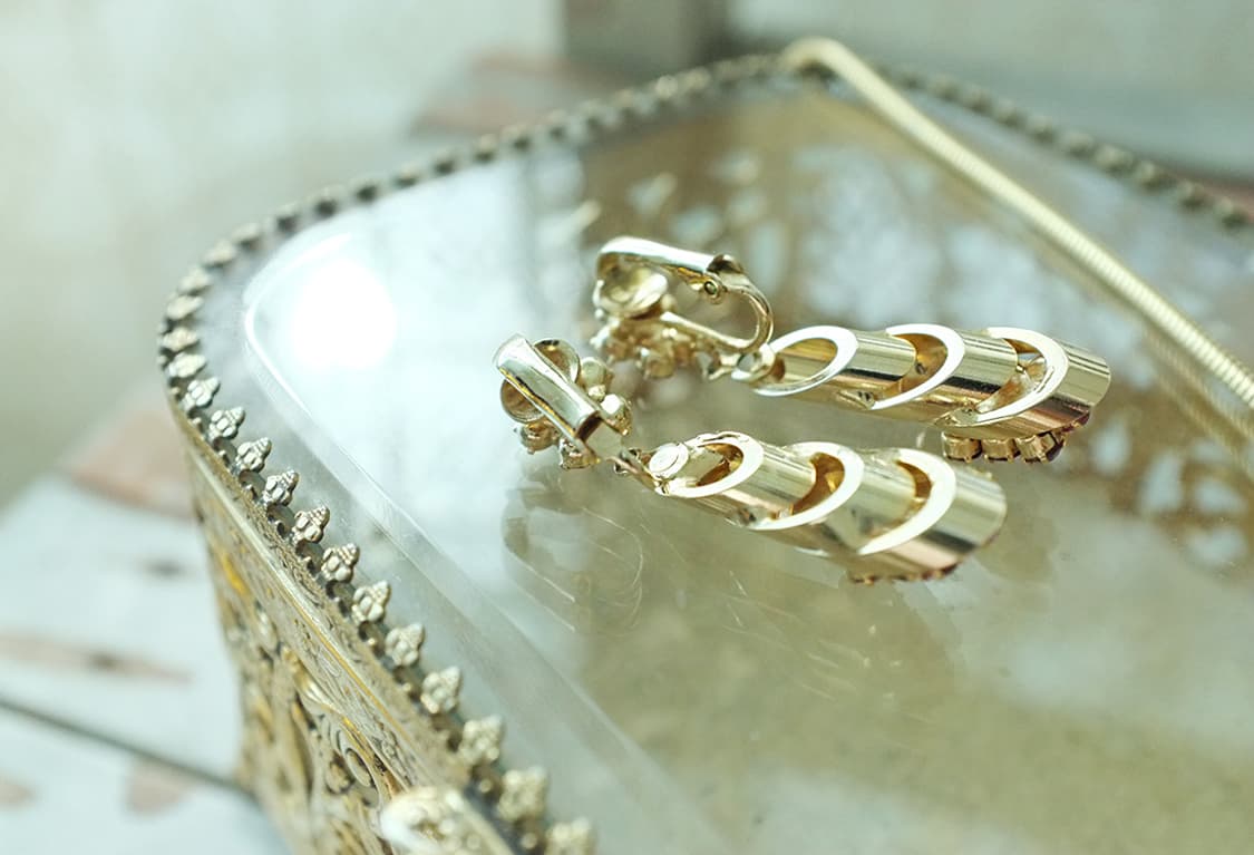 핑크 라인스톤 댕글 포인트 빈티지 귀찌 귀걸이 후루츠패밀리