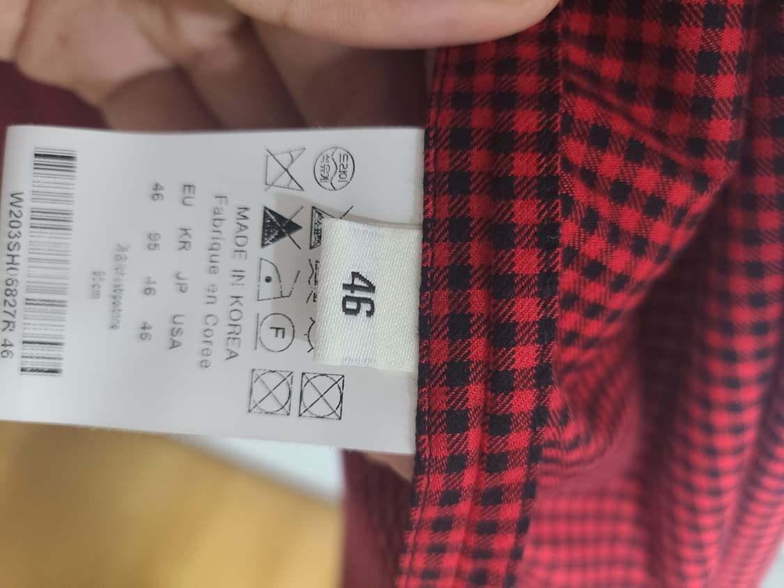 우영미 20FW 깅엄 체크셔츠 레드 46 | 후루츠패밀리