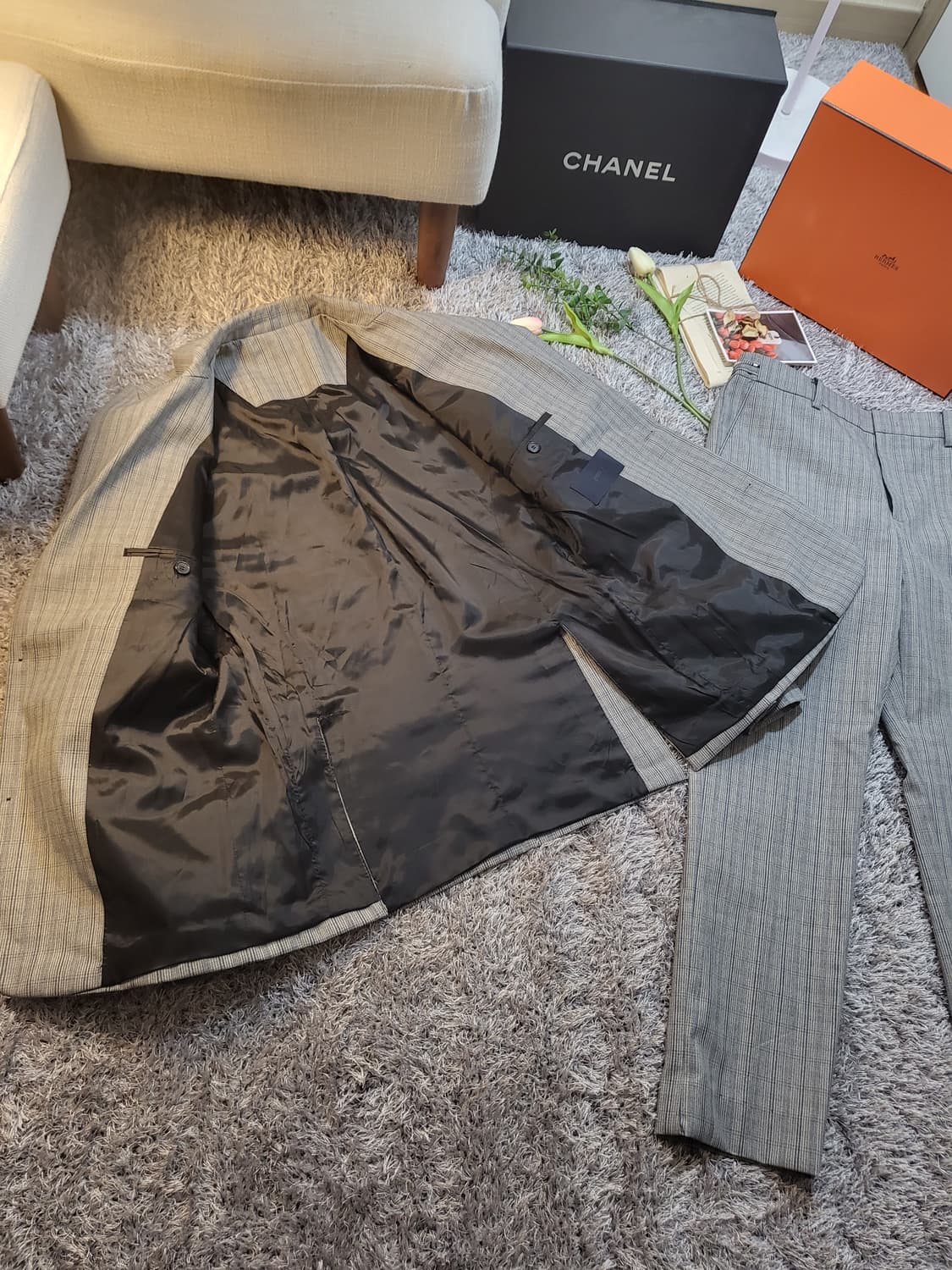 국내매장)20FW 준지 체크 지퍼디테일 하운드투스 셋업 - 후루츠패밀리