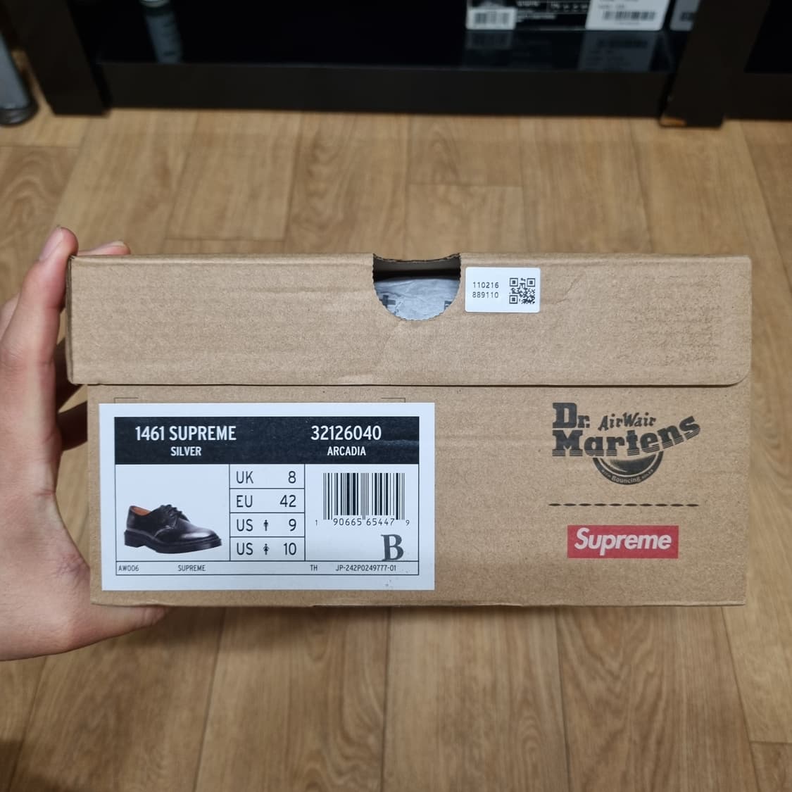 [270(UK8)] 슈프림 닥터마틴 1461 그레이실버 | 후루츠패밀리