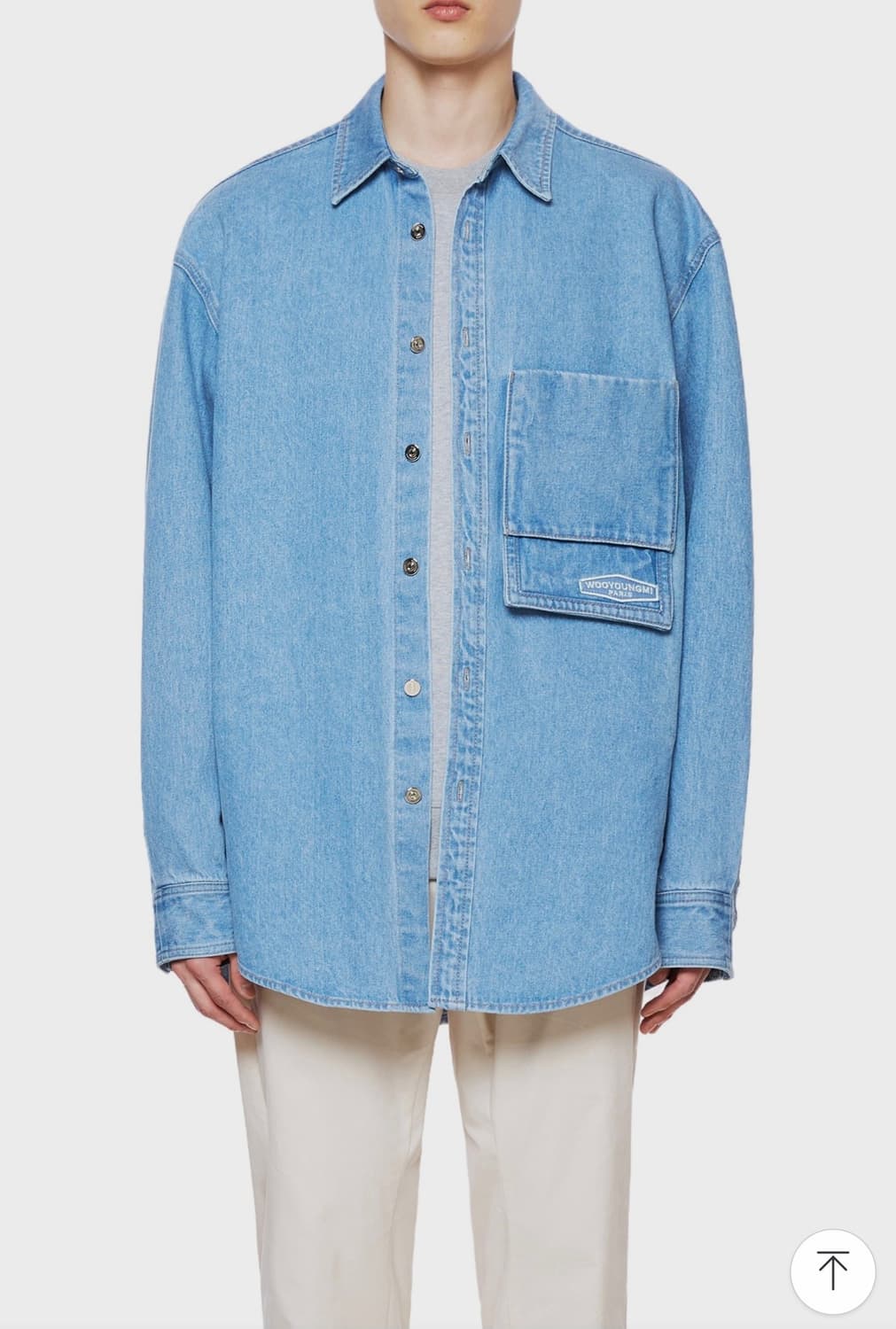 우영미 21ss 데님 백로고 셔츠 팝니다 | 후루츠패밀리