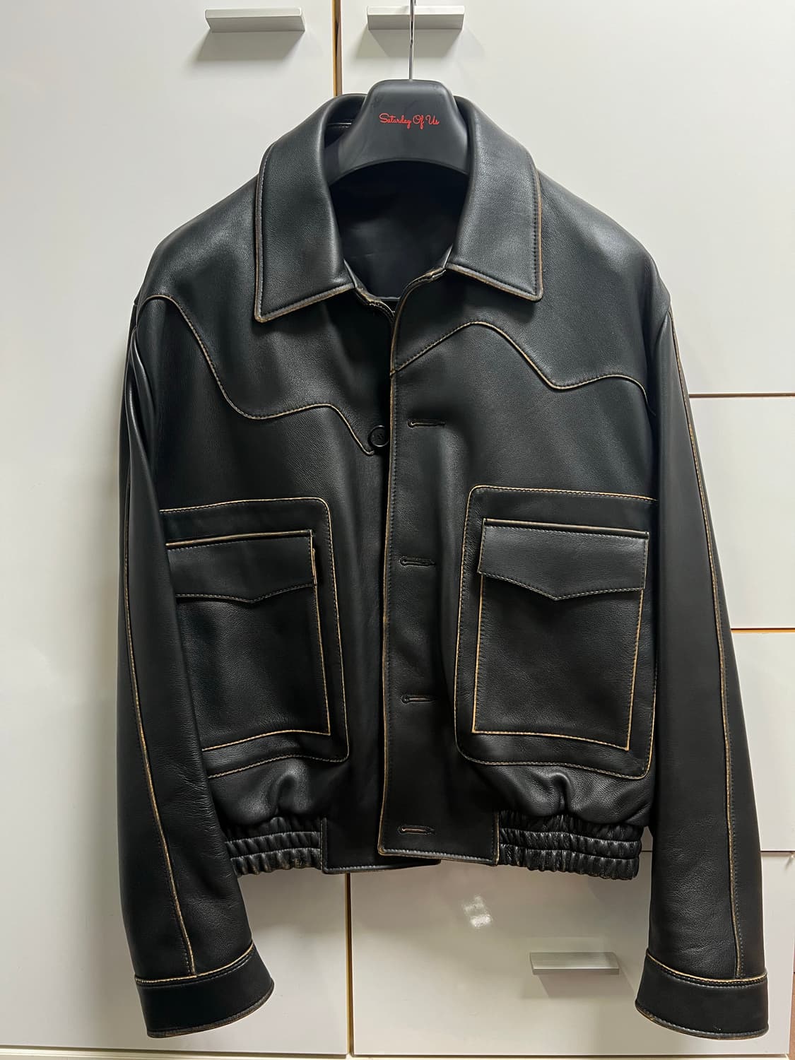 STU 21SS 커브드 레더자켓 | 후루츠패밀리