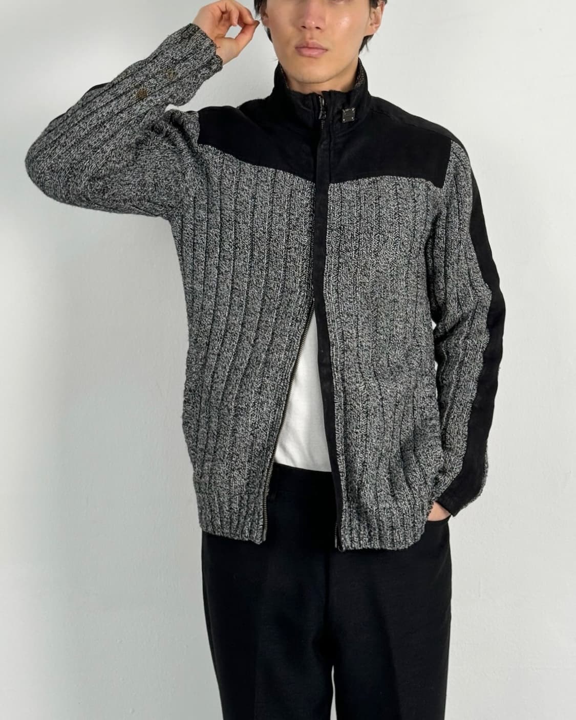 Vintage york panel zip up knit | 후루츠패밀리
