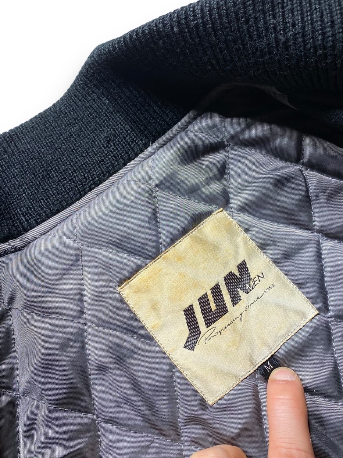 [M] 90s JUN MEN 준맨 제팬 울레더 바시티 자켓 | 후루츠패밀리