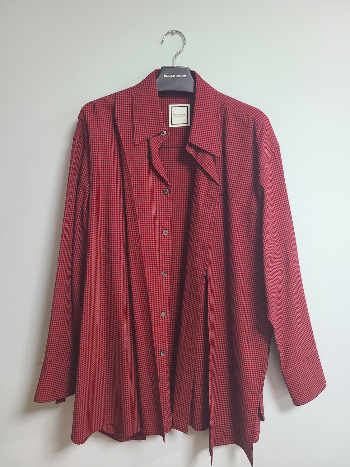 우영미 20FW 깅엄 체크셔츠 레드 46 | 후루츠패밀리