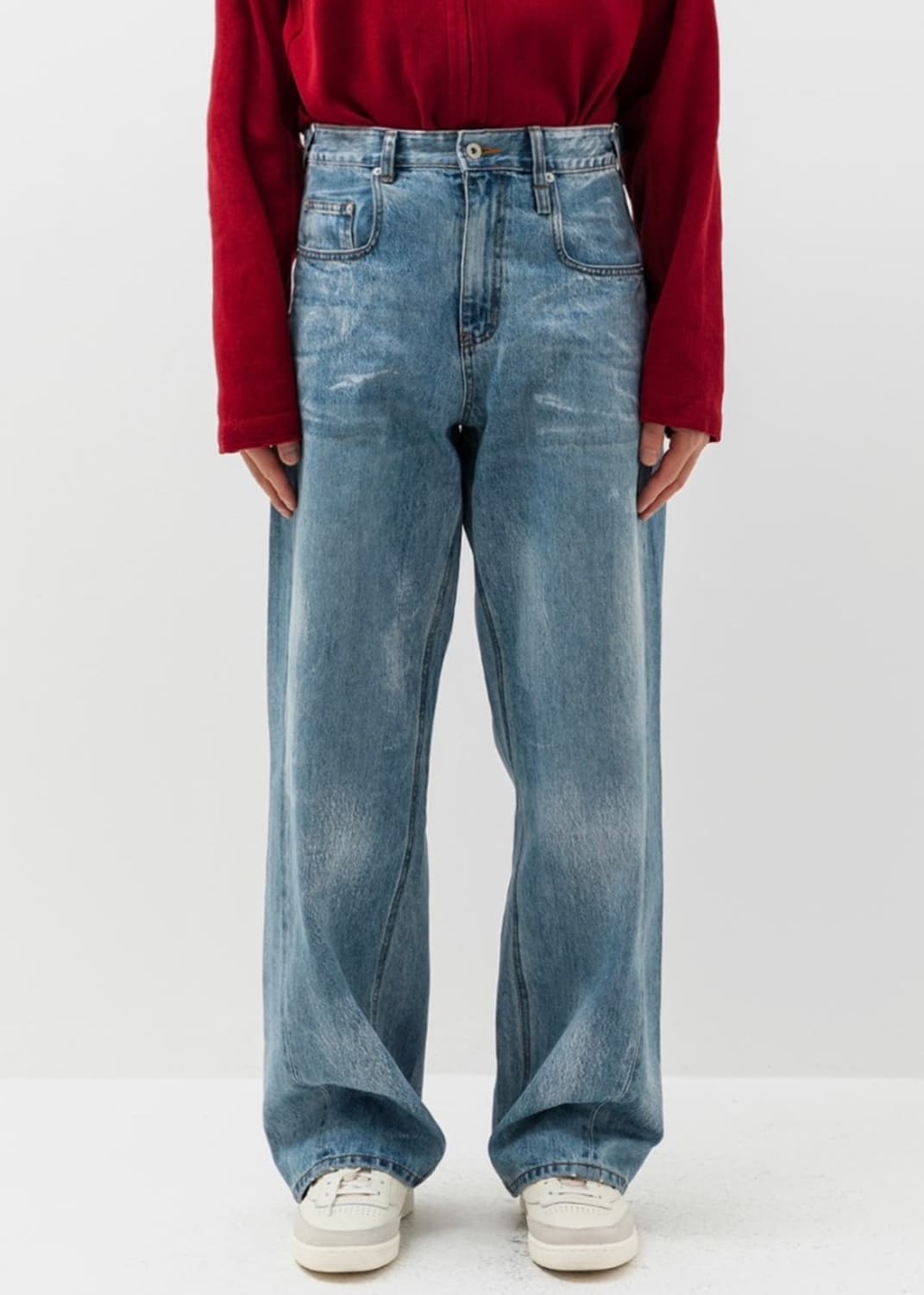 [L] 이예 블루 와이드 코팅진 | 후루츠패밀리